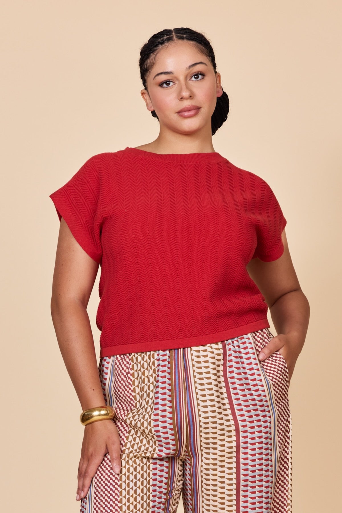 BRICK Capped Sleeve Zig Zag Knit – Frock Me Out